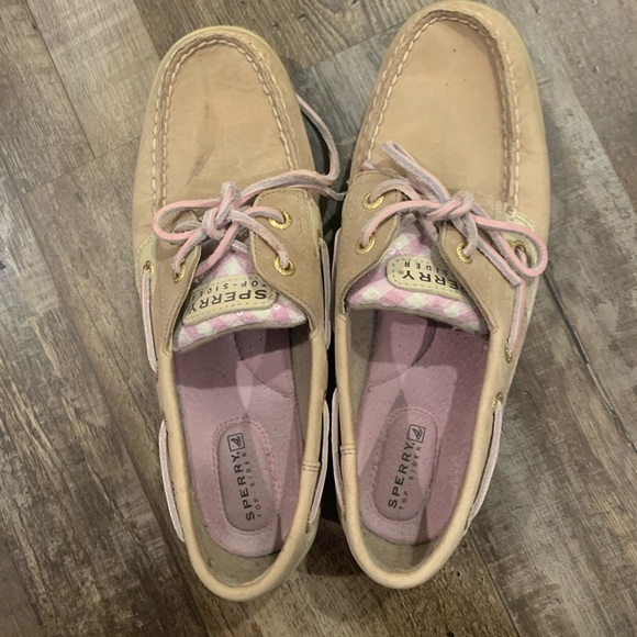 Sperry | Shoes | Leather Pink Plaid Sperry Womens Boat Shoes Loafers ...
